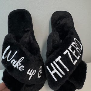 Custom Wake up & Hit Zero Cheerleader Fluffy Slippers – Perfect for ...