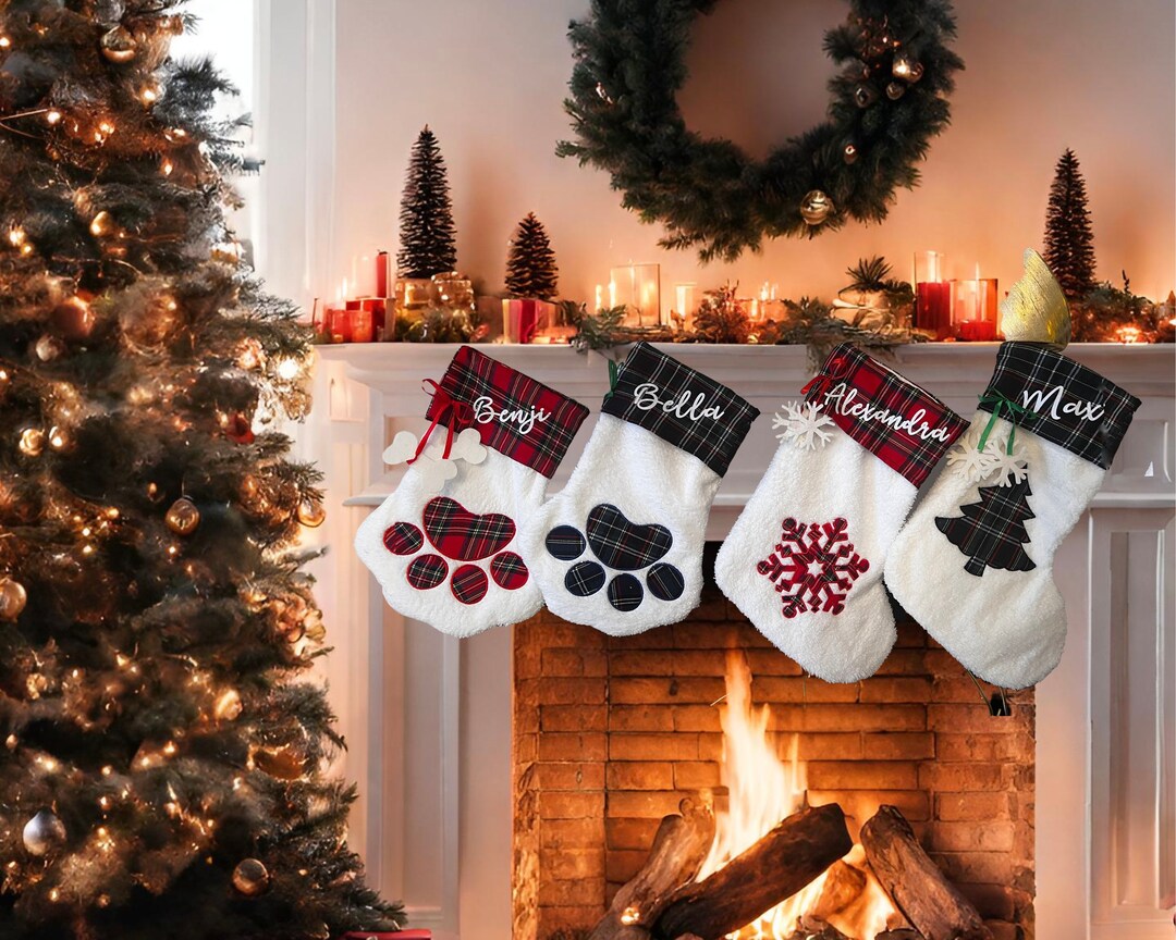 Pet Paw Christmas Stockings, Personalized Pet Stockings, Dog & Cat ...