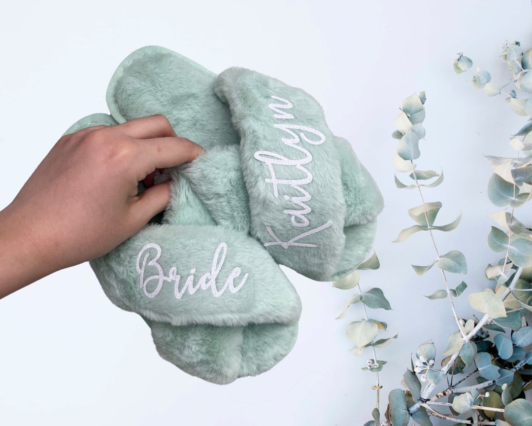 Personalized Cozy Fur Slippers, Bride to Be Customized Fluffy Slippers ...