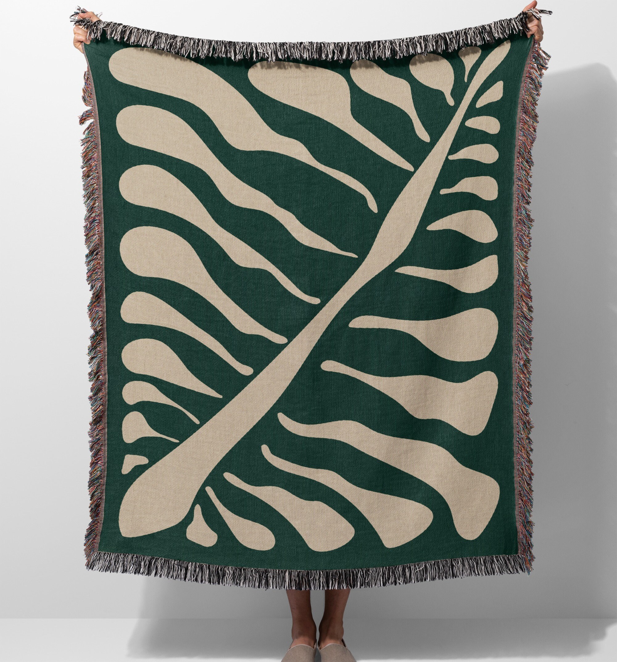 Green Matisse Inspired Throw Blanket Modern Abstract Woven - Etsy