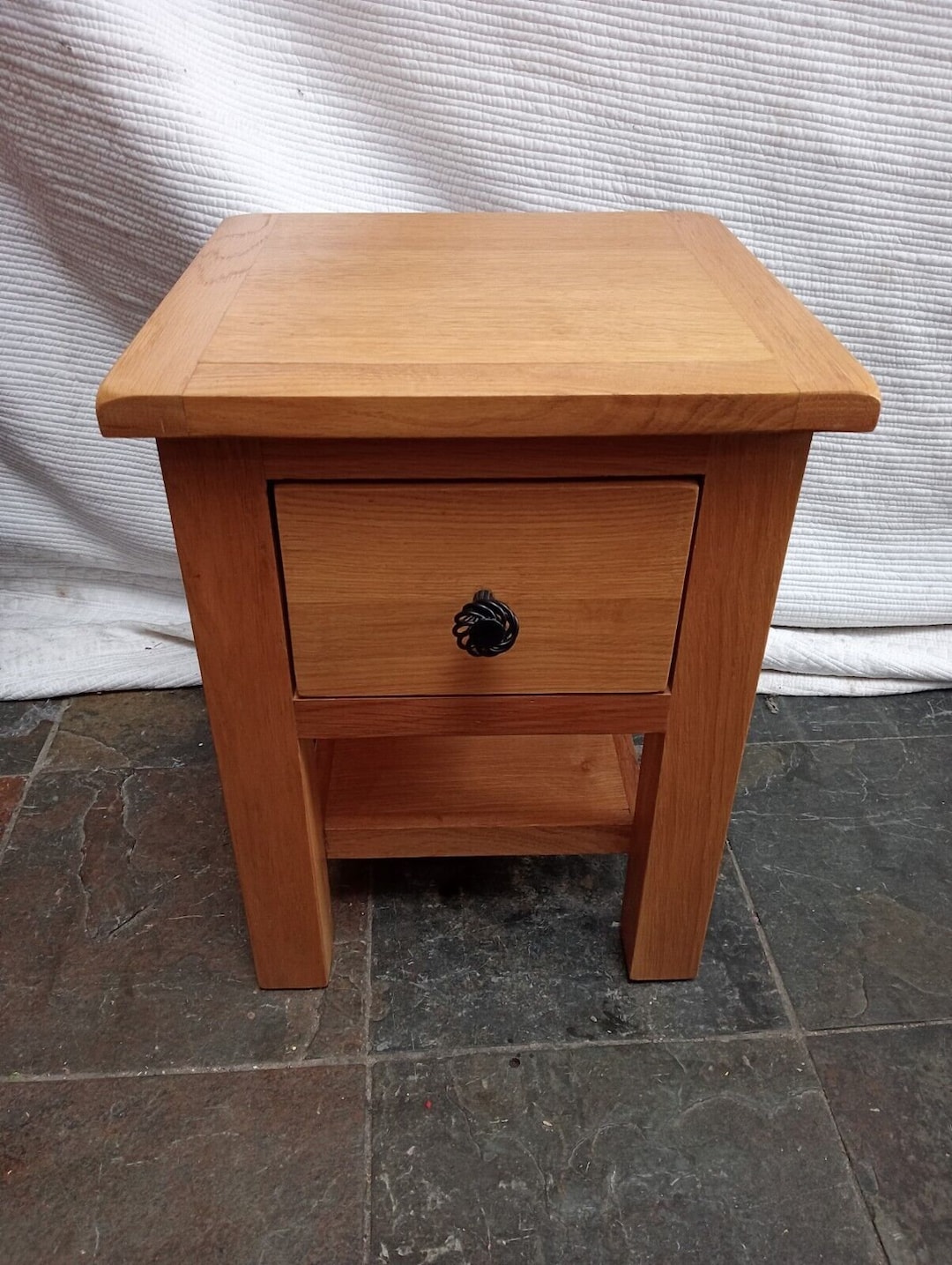 Oak Side Table With Draw - Etsy UK