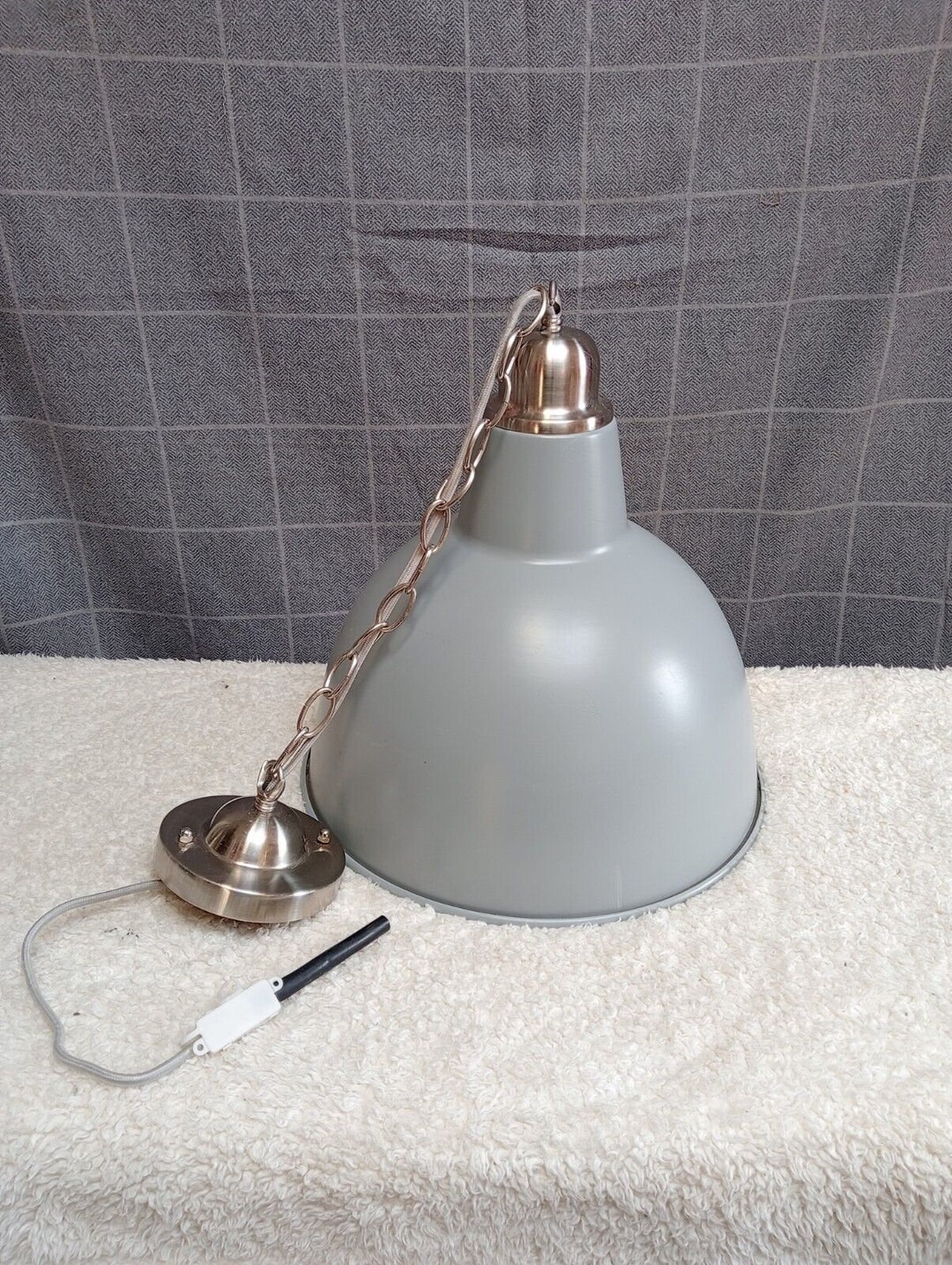 Industrial Style Dome Pendant Light in Grey - Etsy