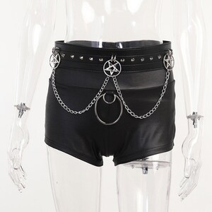 Black Faux Leather Goth Shorts: Stylish & Edgy Skinny Fit for True ...