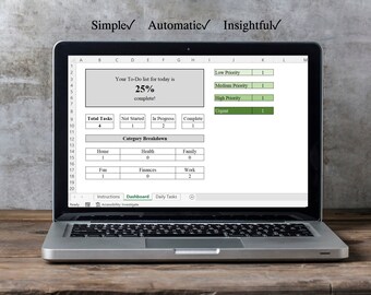 Brain Dump Excel Spreadsheet, Adhd to Do List, Excel Dashboard, Digital Planner 2023, Task Excel ...