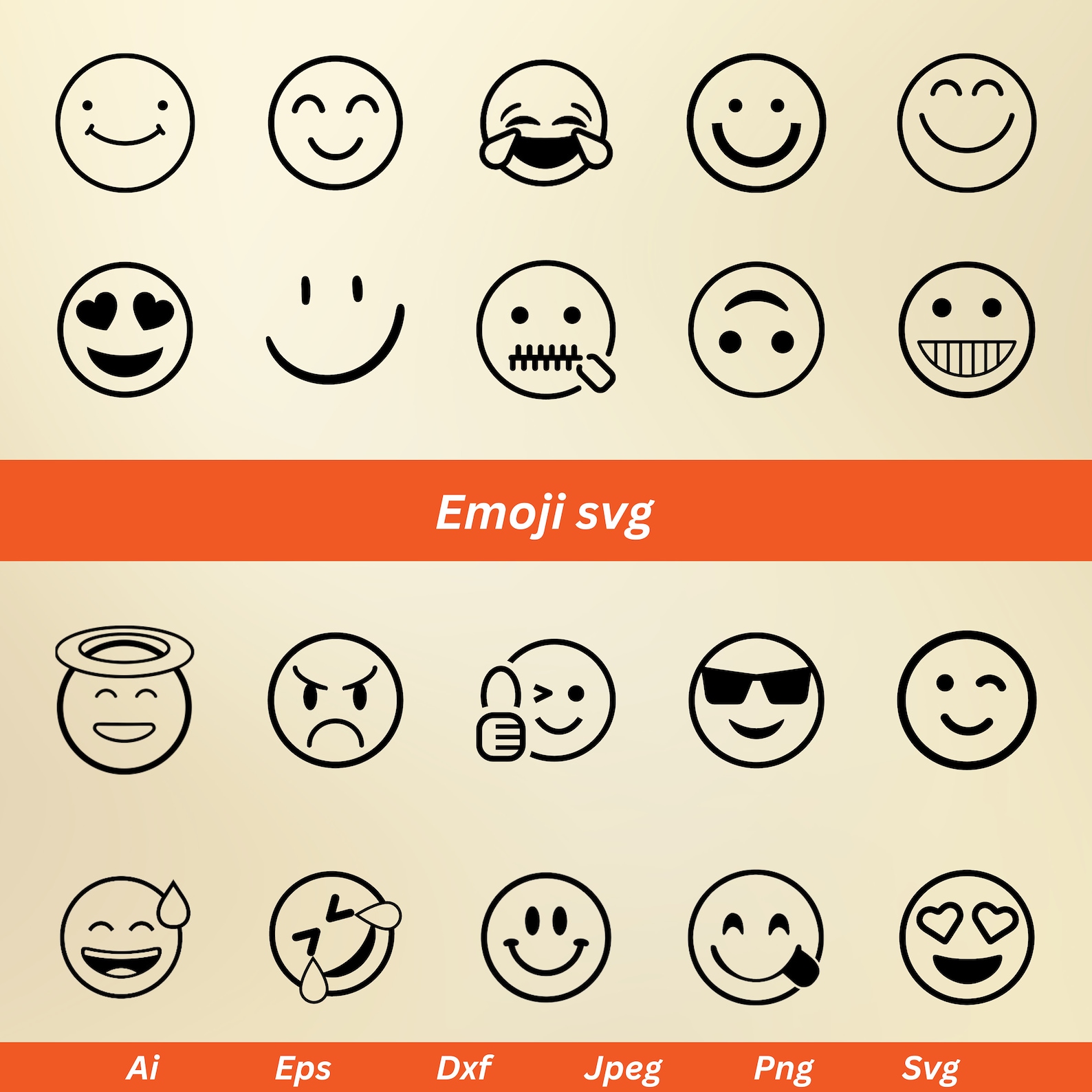 Emoji Face Svgs Bundle, Emoji Svgs, Emoji Svg Bundle, Emoji Clipart ...