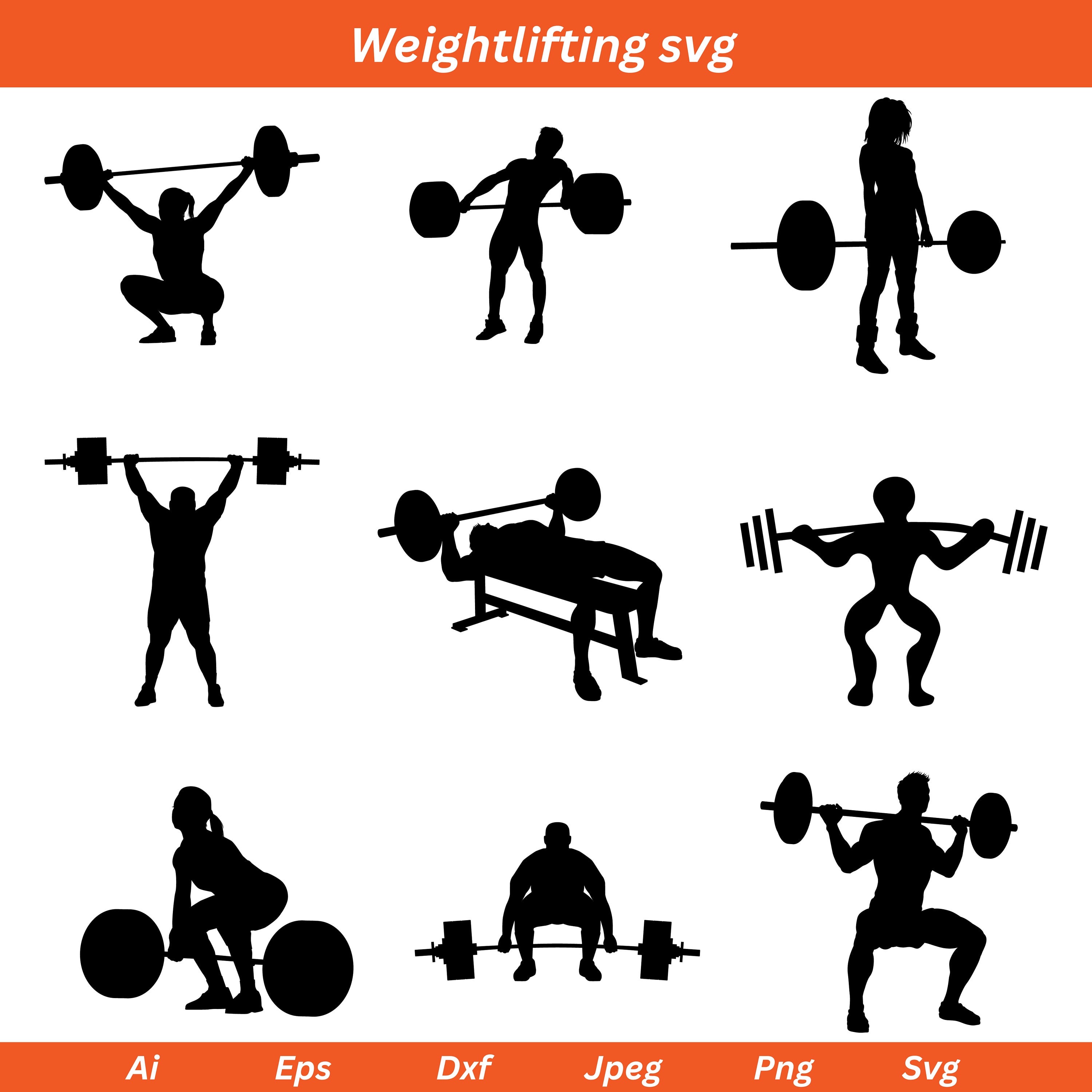 Weightlifting Svg Bundle, Power Lifting SVG, Weightlifter Clipart ...
