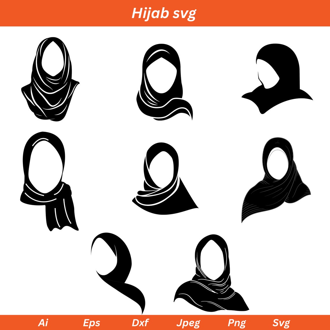 Hijab Svg Bundle Hijab Svg Hijab Clipart Muslim Svg - Etsy