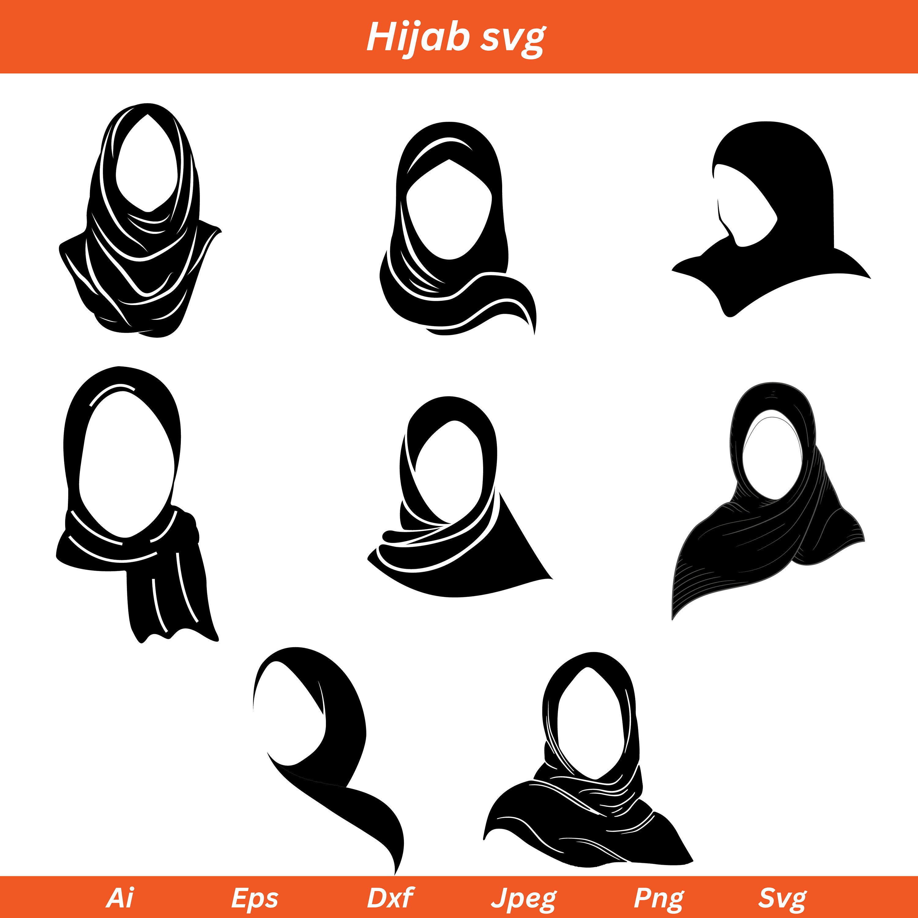 Hijab Svg Bundle, Hijab Svg, Hijab Clipart, Muslim Svg, Headwear SVG ...