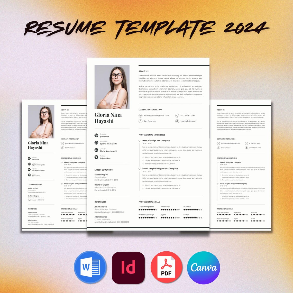 CV Template With Photo, Clean and Simple Resume Template for Word ...