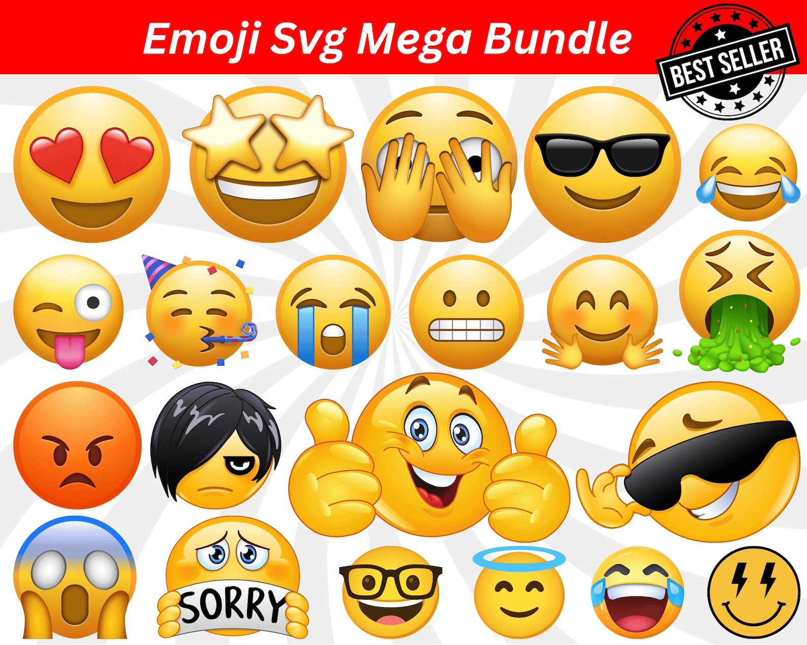 Emoji Svg Bundle, Emoji Svg, Amiley Face Svg, Emoji Clipart, Emoji Cut ...