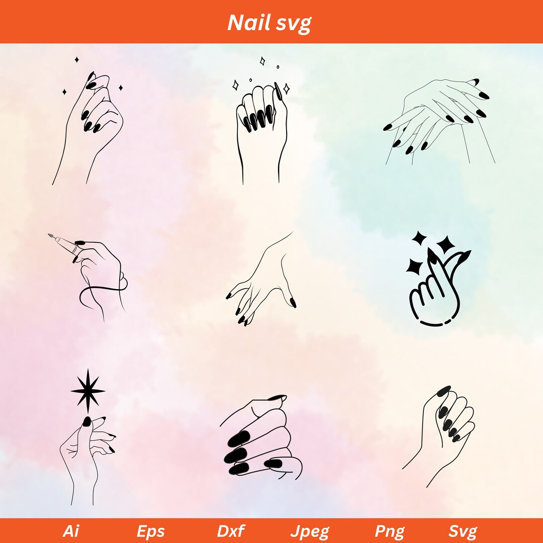 Nail Svg, Nail Polish Svg, Hands Svg, Nail Polish Clipart, Fingers Svg ...