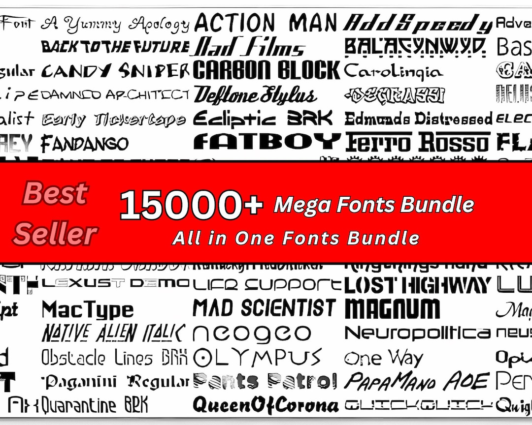 15000+ Mega Fonts Bundle: Script, Heart, Procreate, Canva, Cricut ...