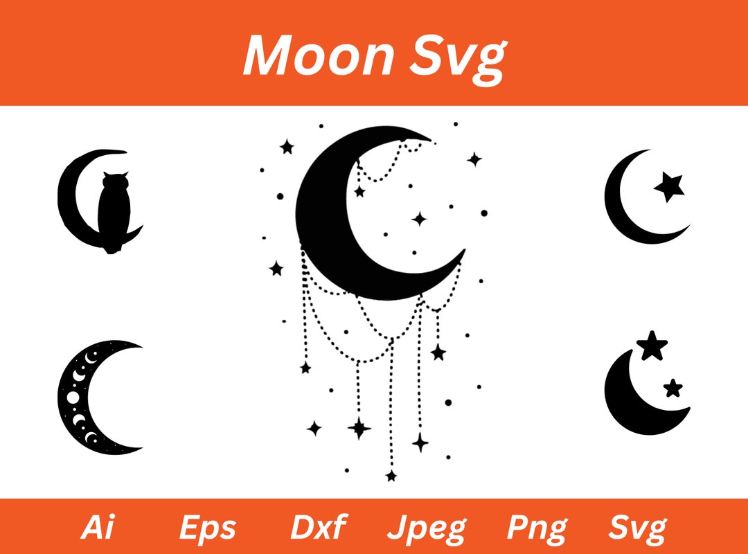 Moon SVG Star Svg Moon Silhouette SVG Cut Files Moon - Etsy Canada