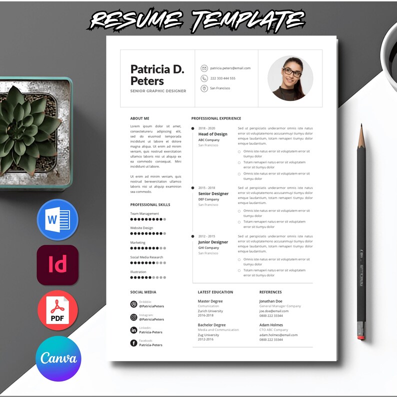 ATS Friendly Resume Template Word, Pages, Google Docs, ATS Resume, ATS ...