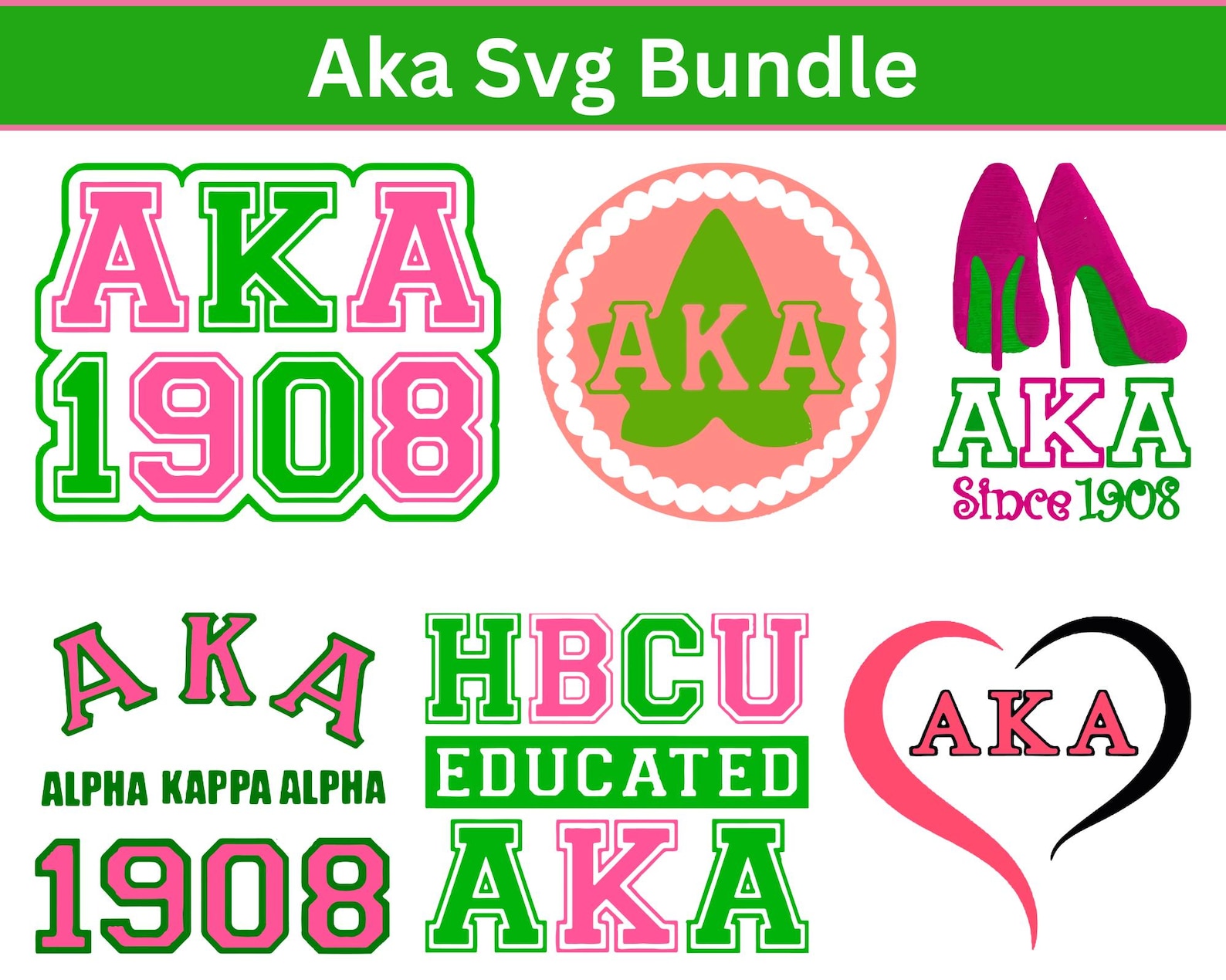 AKA Sorority SVG Bundle: Greek Letters, Alpha Kappa Alpha (digital ...