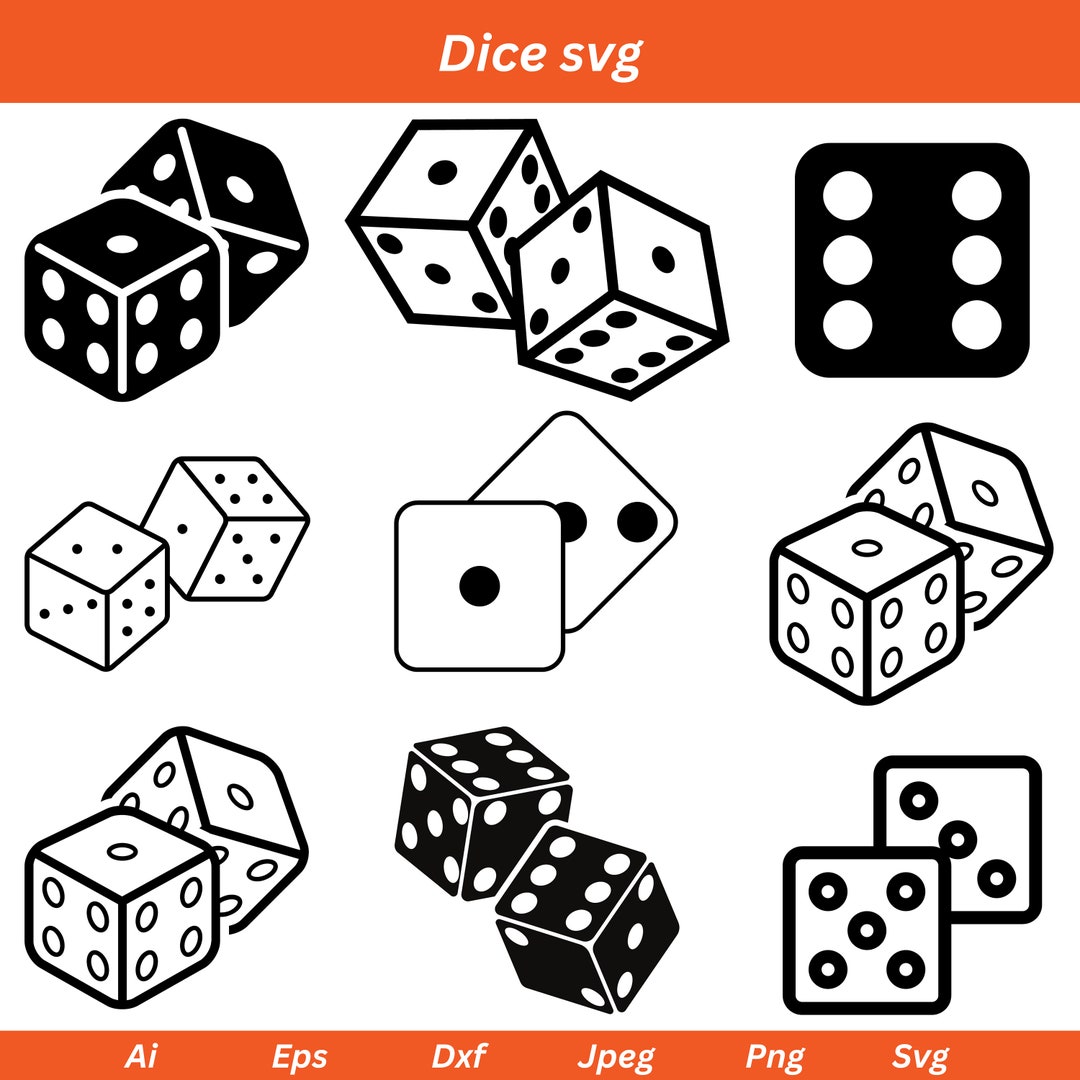 Dice Svg, Dice Clipart, Dice Silhouette, Dice Vector, Gambling Svg, Gambling Clipart, Gambling ...