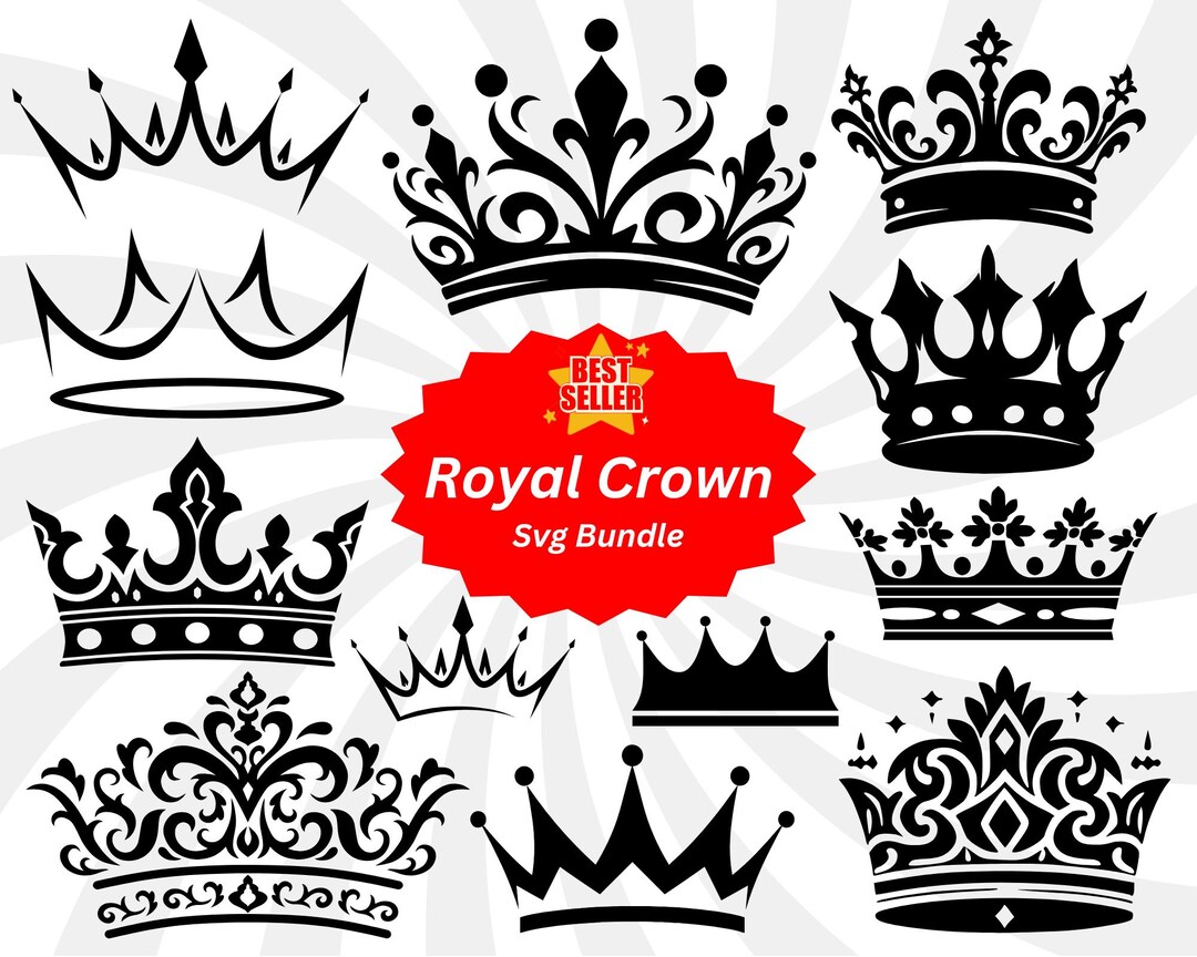 Royal Crown SVG Bundle: Princess Tiara, King Crown (digital Download ...