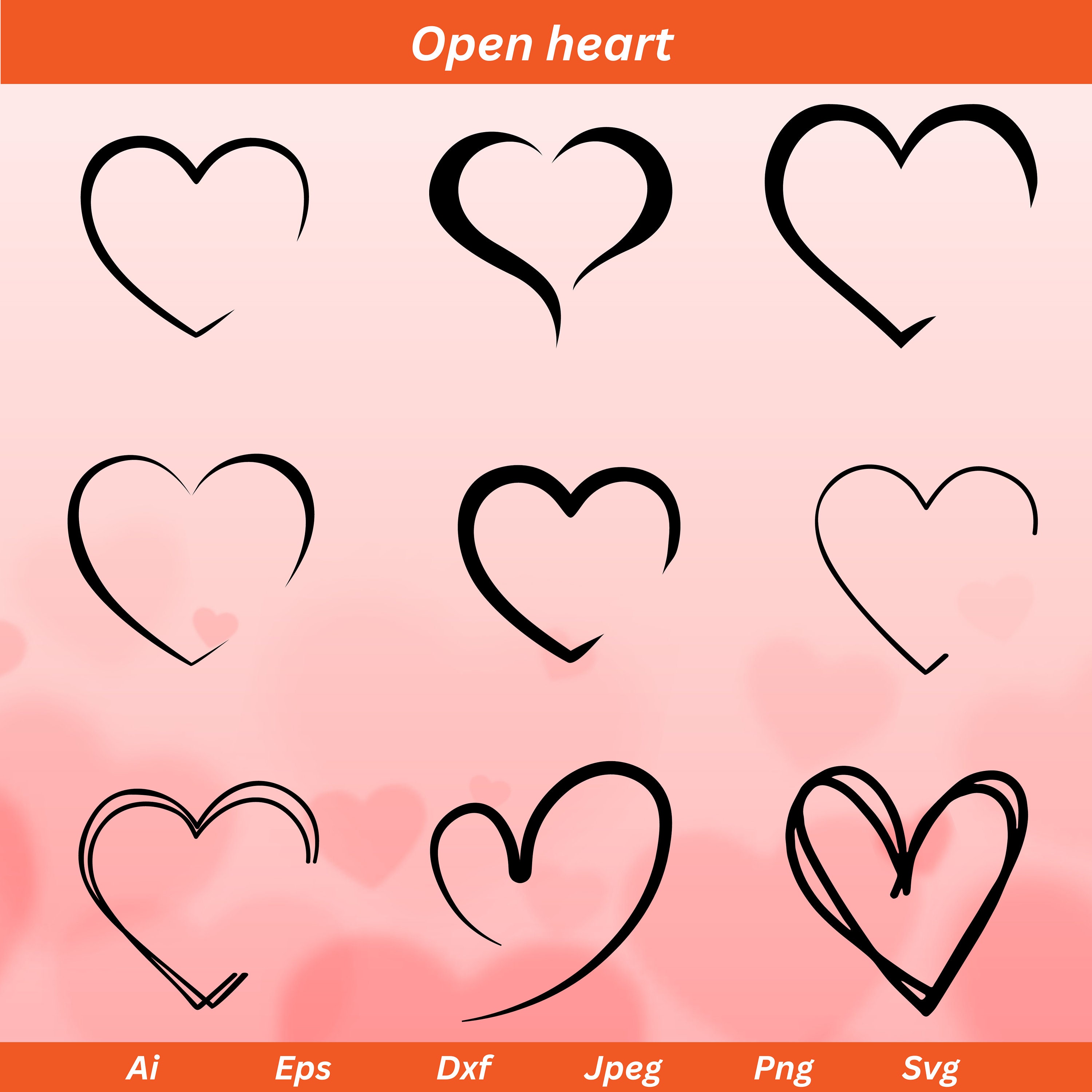 Open Heart Svg, Open Heart, Hand Drawn Heart Svg, Heart Svg Bundle ...