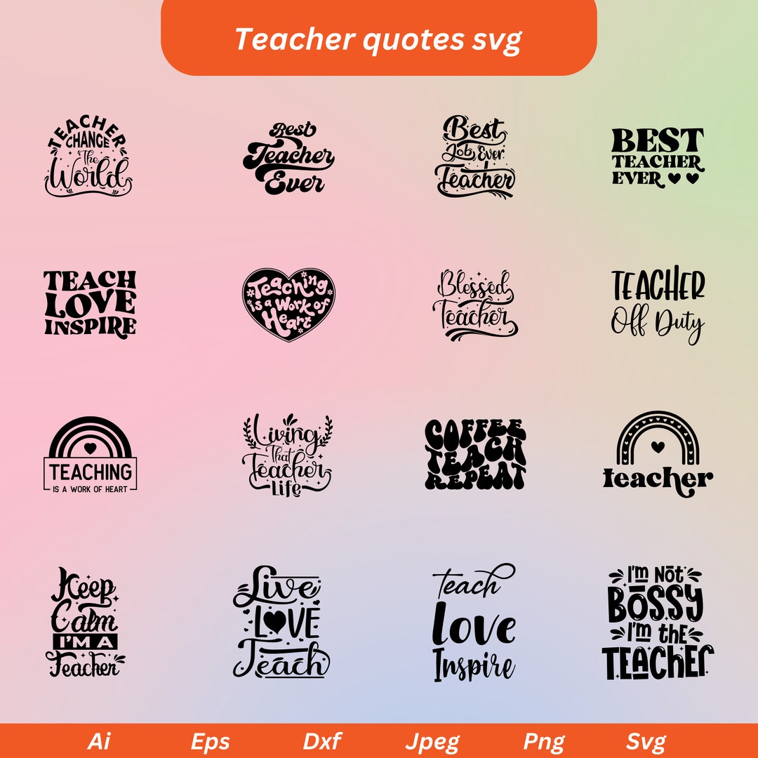 Teacher Quote Svg Teacher Svg Bundle Teacher Svg Back to - Etsy