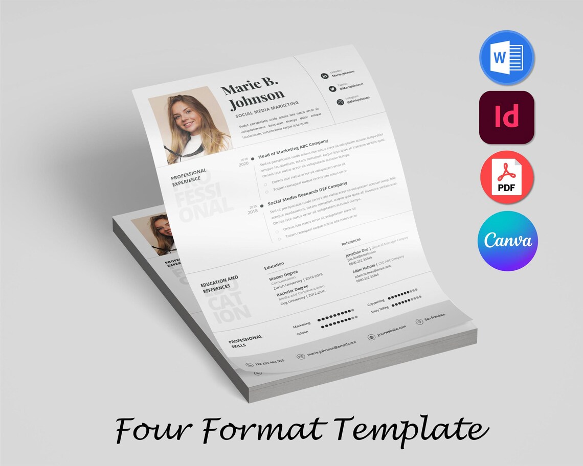 Professional Resume Template With Photo,modern Resume Template Format ...