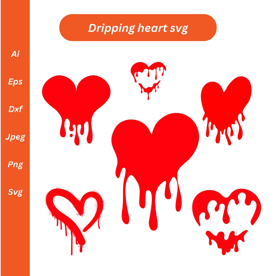 Dripping Heart Svg, Valentines Day Svg, Hearts Svg, Melting Heart Cut ...