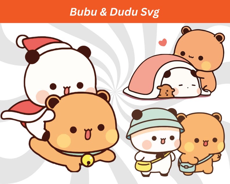 Bubu and Dudu Svg, Dudu Bubu Stickers, Valentine's Day Gift, Cute Panda ...