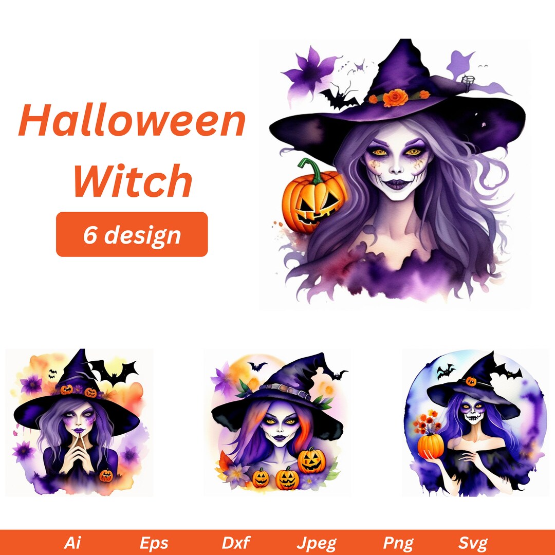 Halloween Witch Clipart Bundle, Halloween Witch Clipart, Magic Witch ...