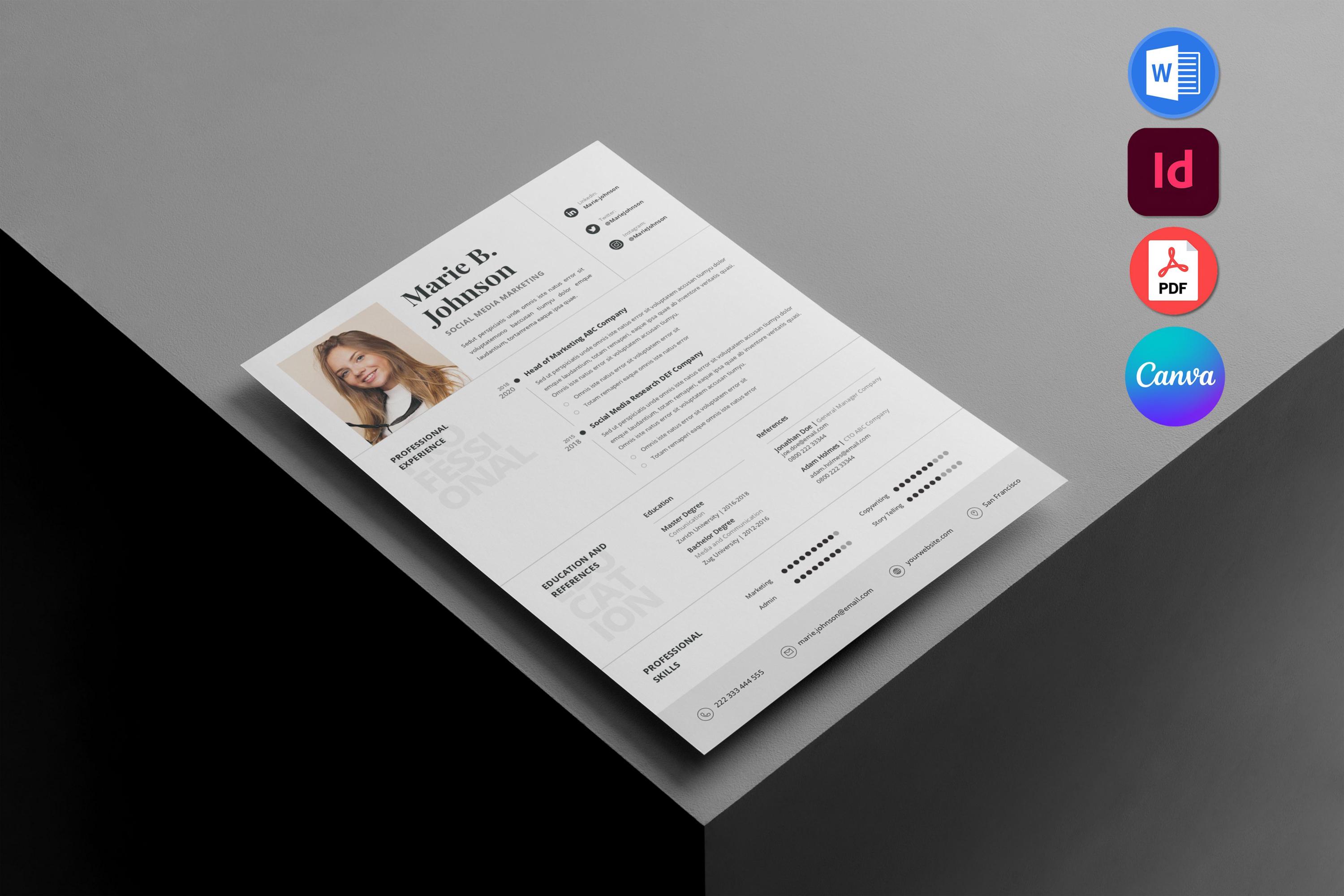Professional Resume Template With Photo,modern Resume Template Format ...