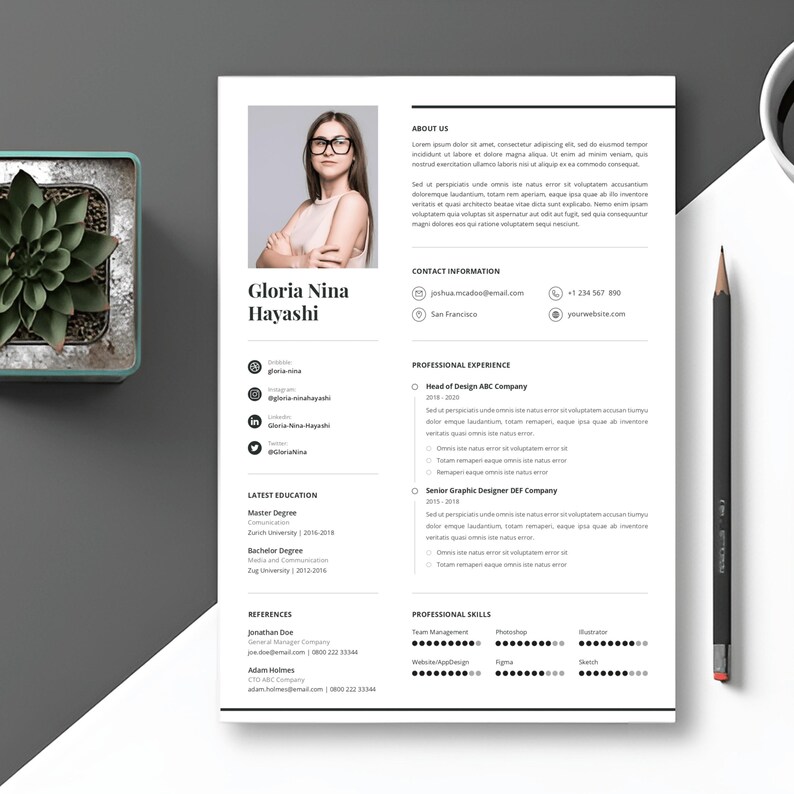 CV Template With Photo, Clean and Simple Resume Template for Word ...