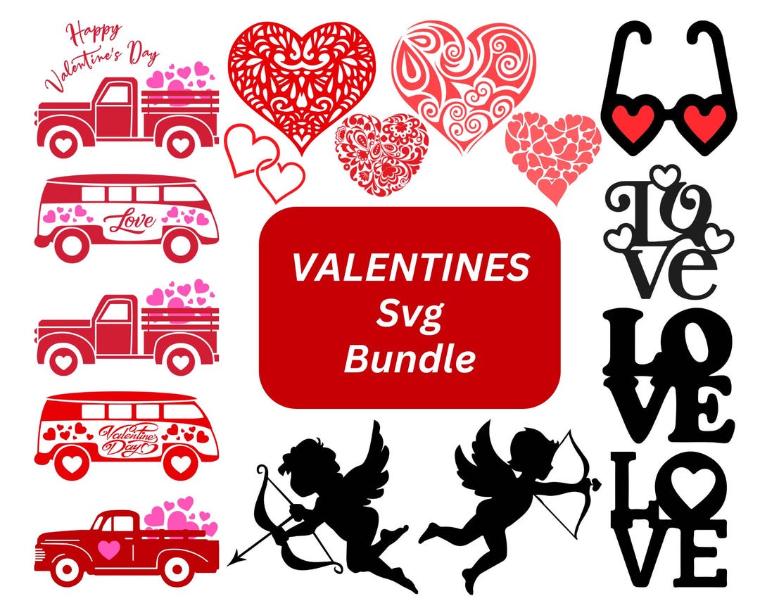Valentine's Day SVG Bundle: Love Quotes, Hearts, Cupid (digital ...