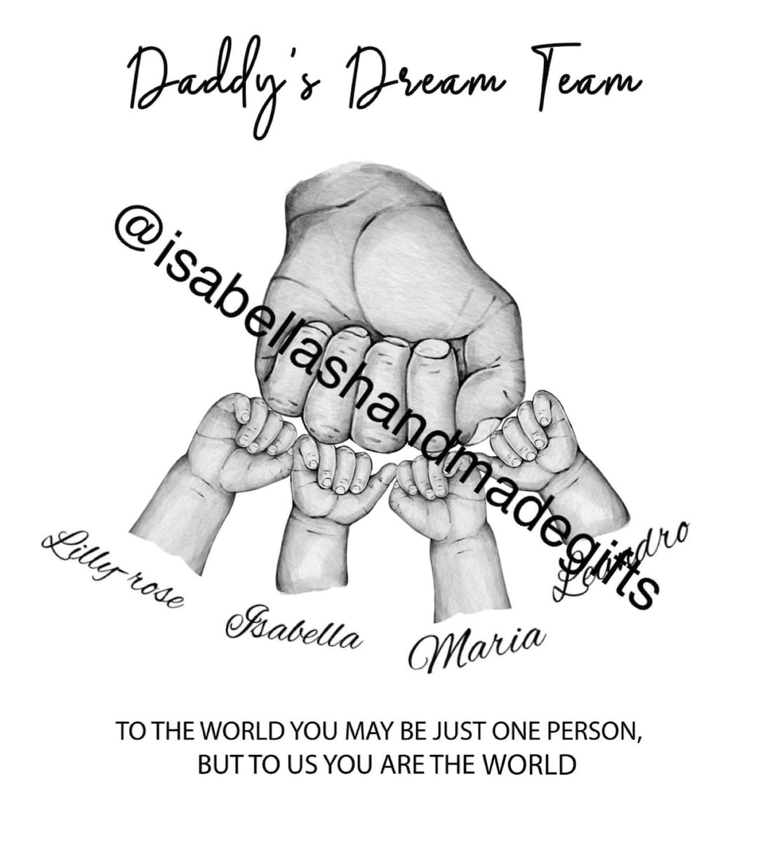 Daddys Dream Team Family Fist A4 Photo Prints Pay What You Can - Etsy