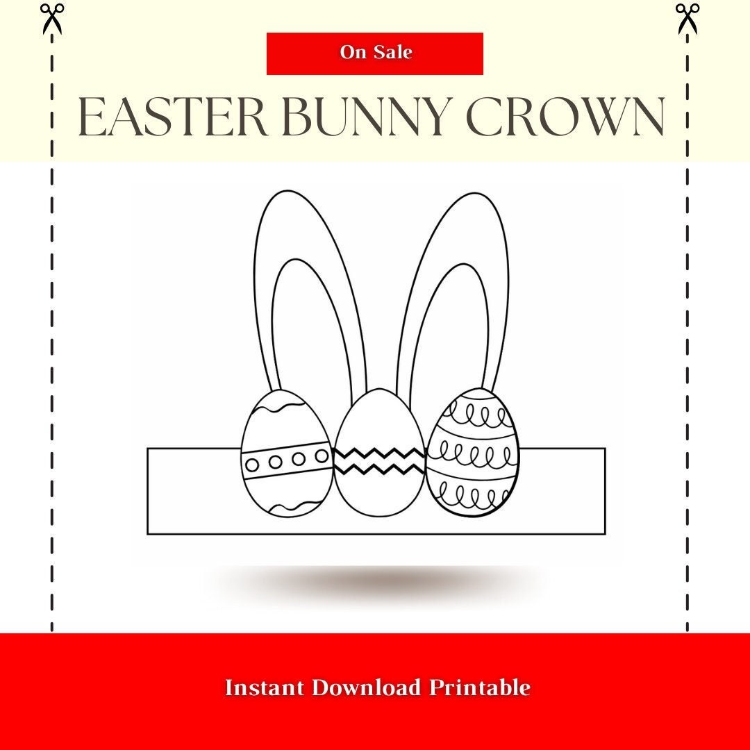 Easter Bunny Crown Colouring Paper Printable Template Hat Kids Craft ...
