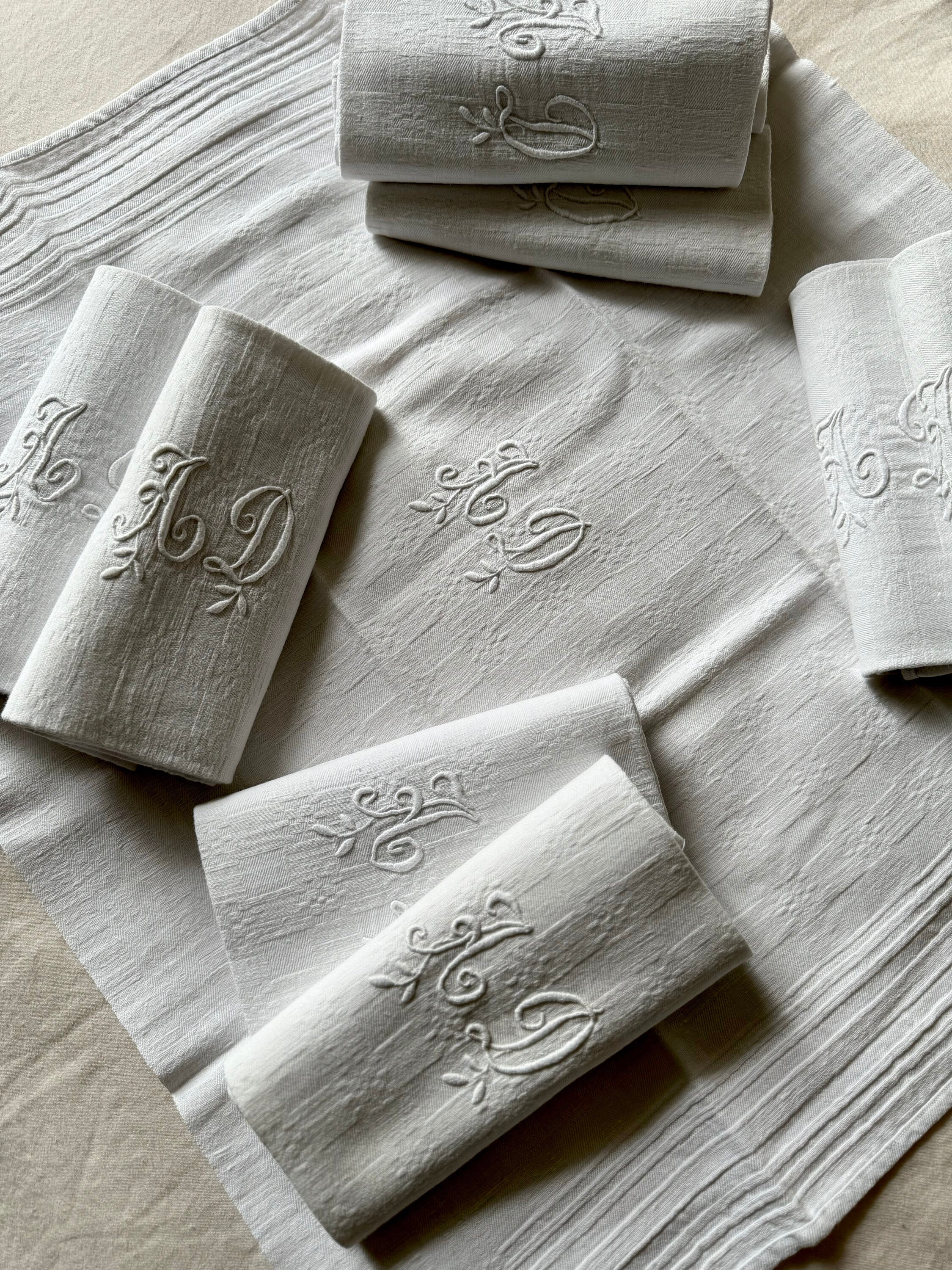 Set of 11 French Napkins, 100% Heavy Natural Cotton, Handmade AD ...