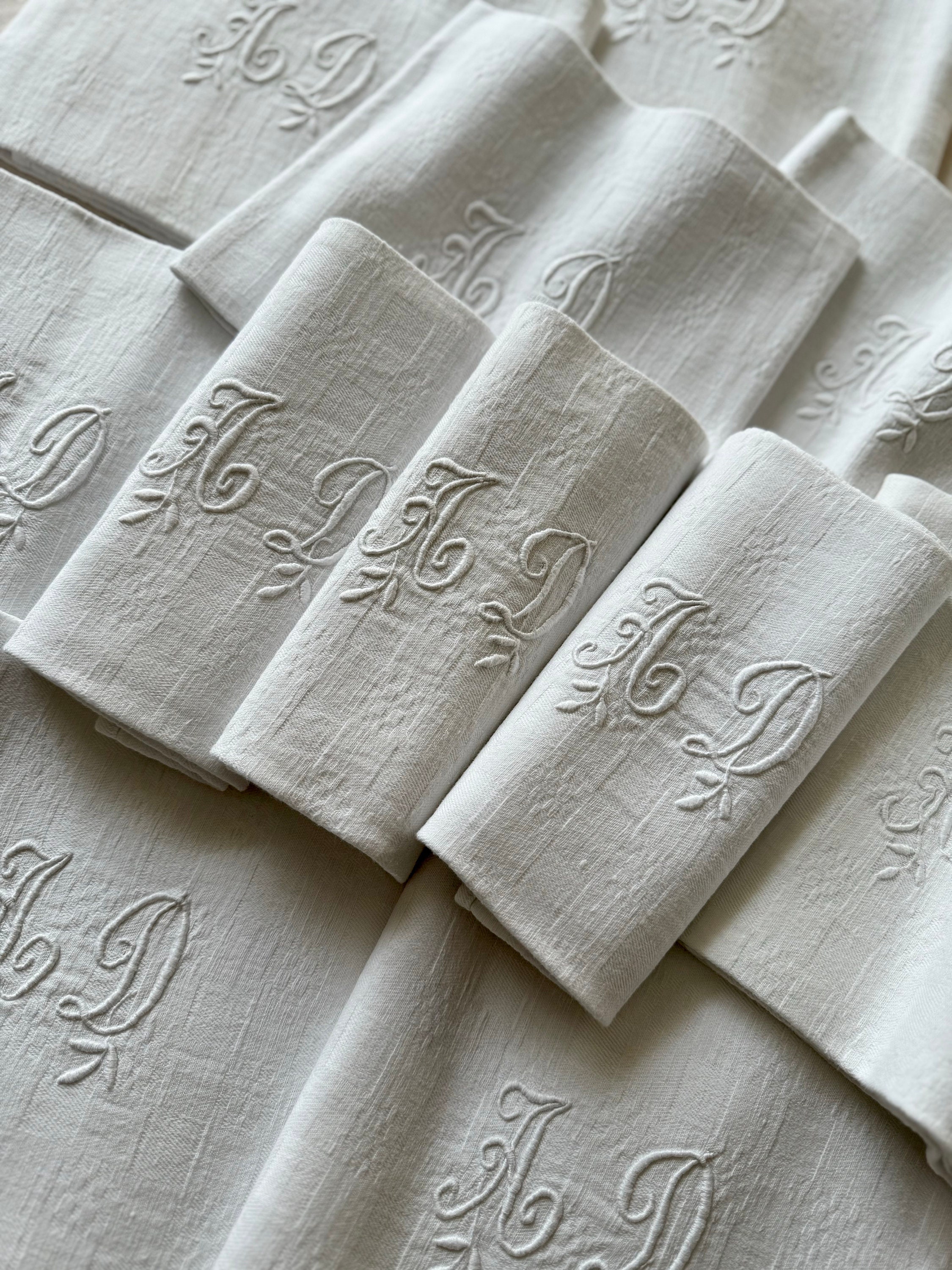 Set of 11 French Napkins, 100% Heavy Natural Cotton, Handmade AD ...