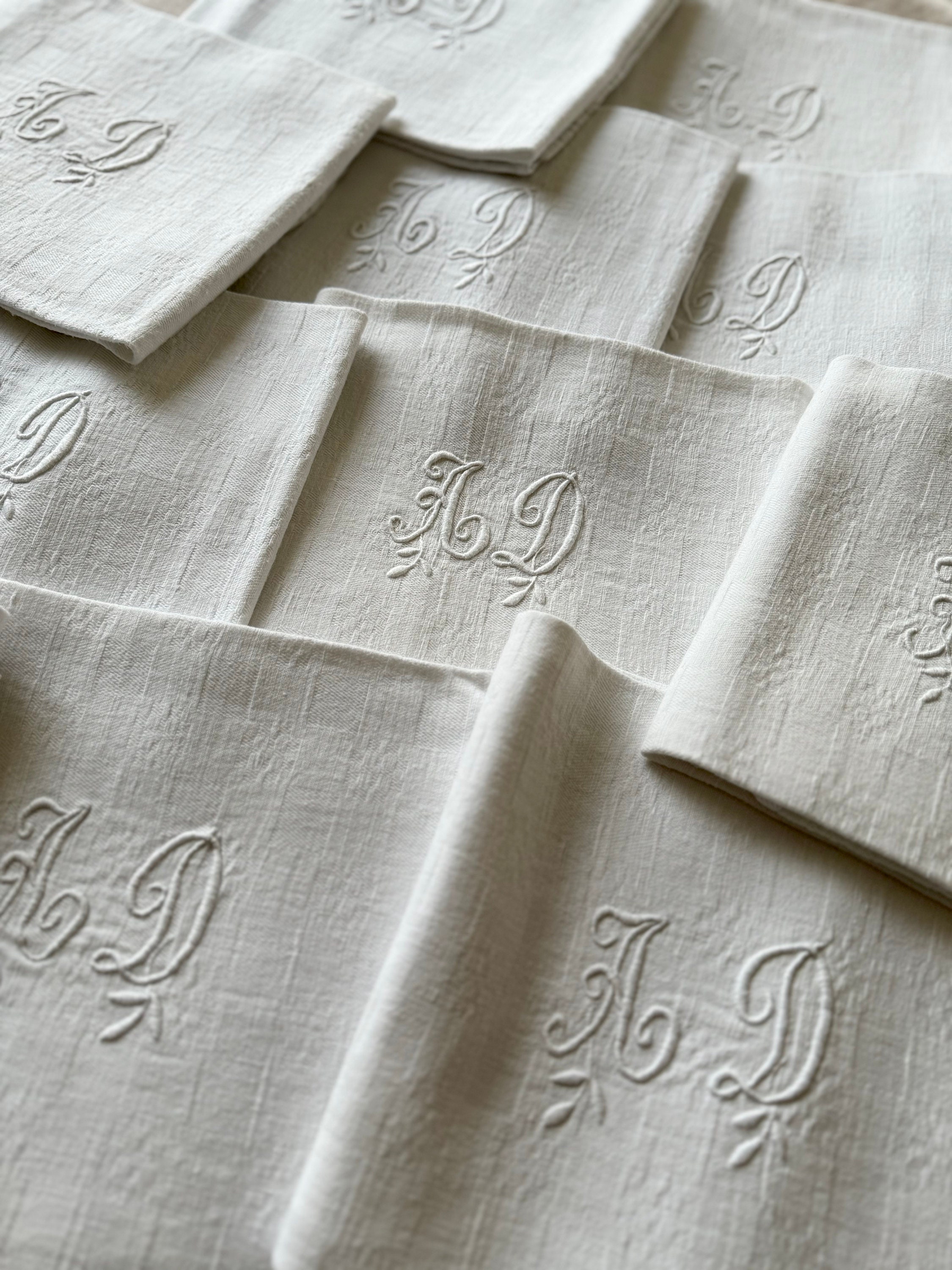Set of 11 French Napkins, 100% Heavy Natural Cotton, Handmade AD ...