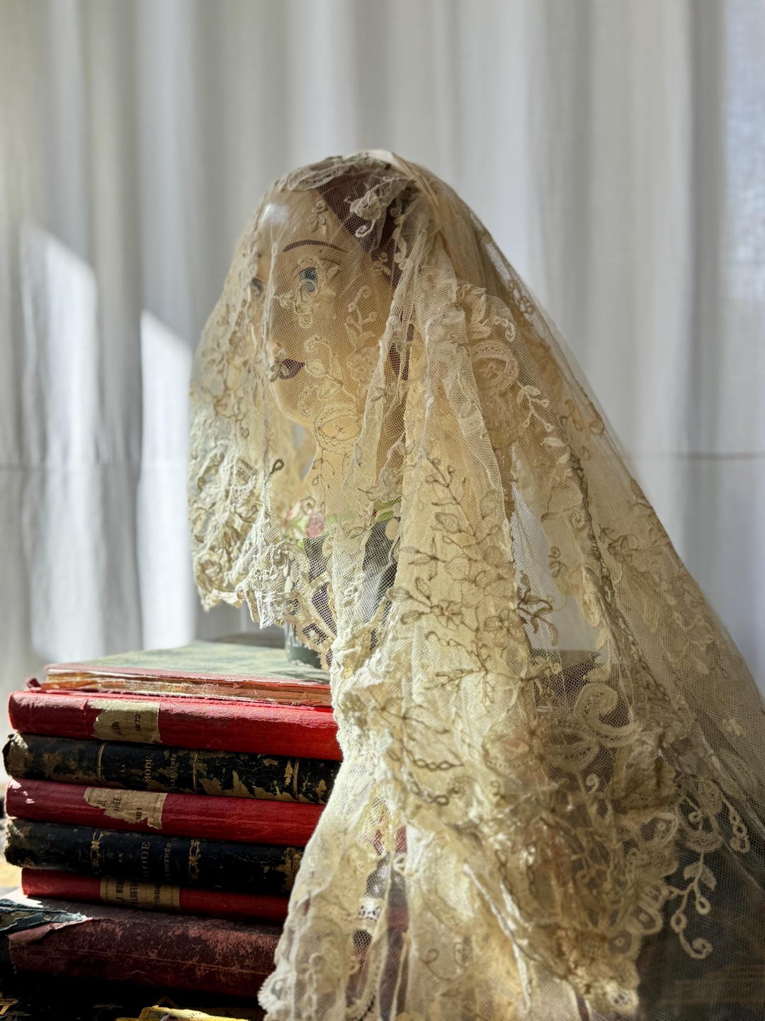 Authentic 1900s-1910s Antique Wedding Veil | Handmade Bruxelles Bobbin ...