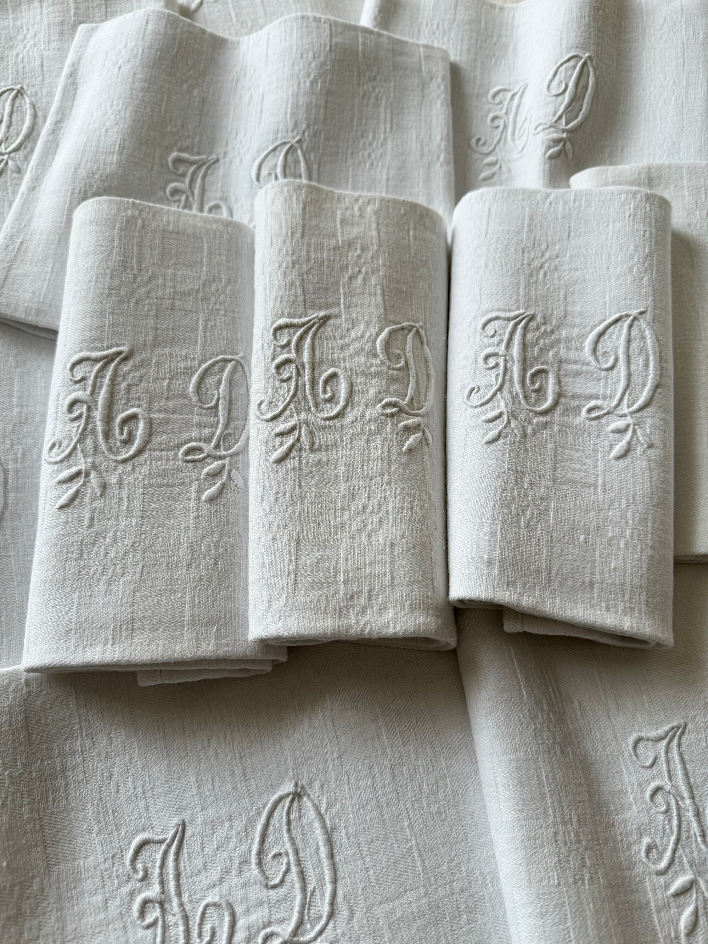 Set of 11 French Napkins, 100% Heavy Natural Cotton, Handmade AD ...