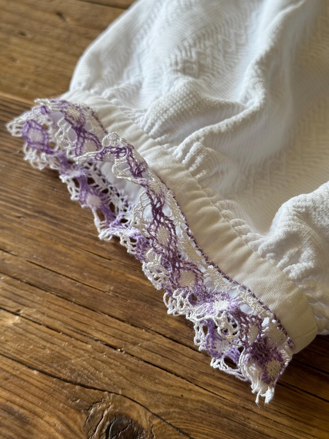 1800s French Split Bloomers | Handmade Lilac Bobbin Lace | White Piqué ...