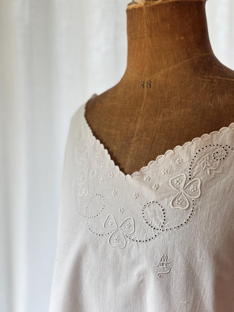 Antique Italian Nightdress | Handmade Embroidery | MS Monograms | White ...