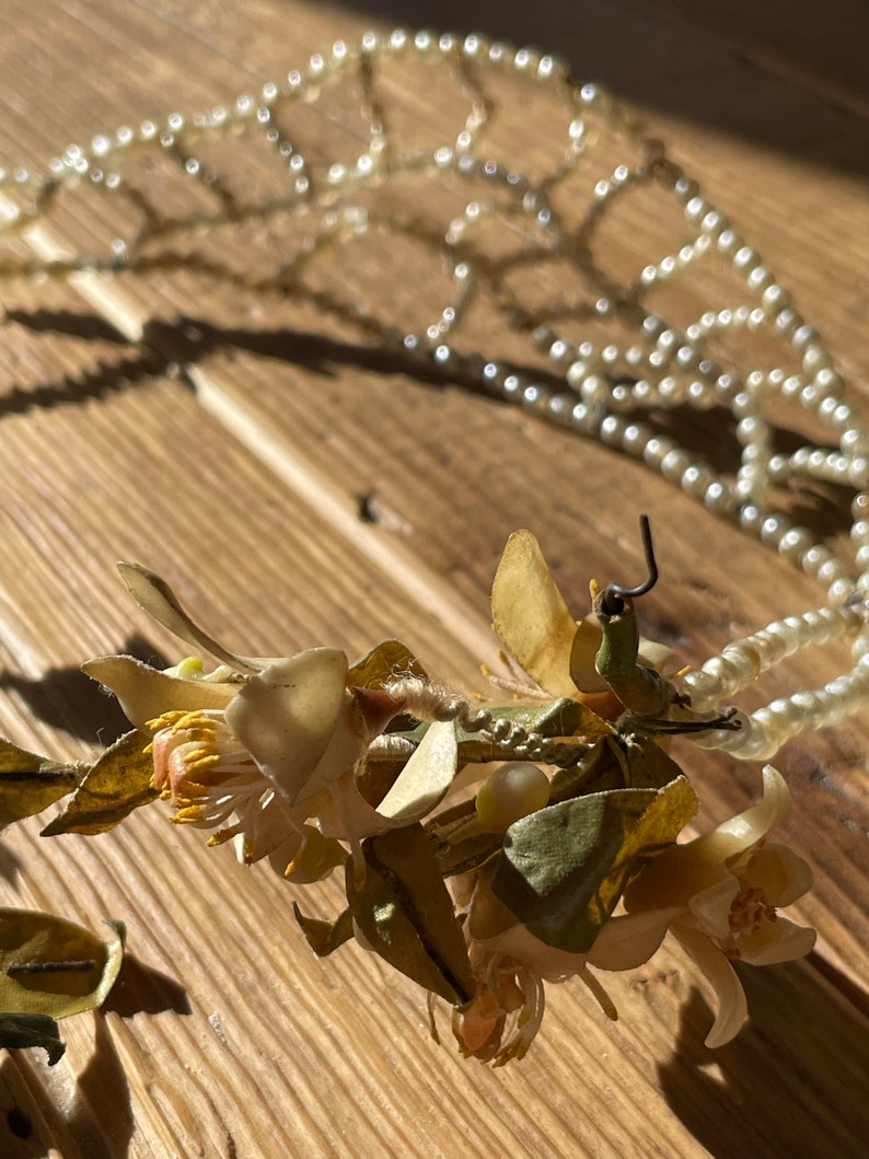 Antique ITALIAN Wax Bridal Crown With White Pearls, Wedding Bud Tiara ...
