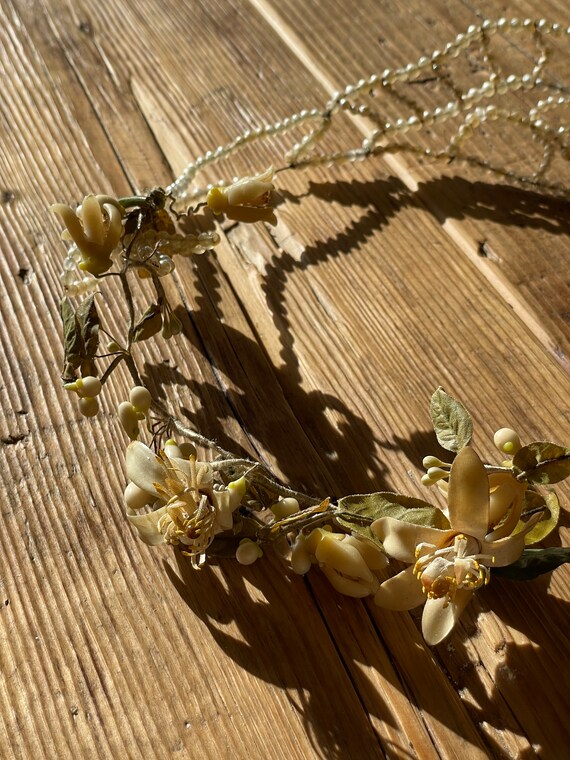Antique ITALIAN Wax Bridal Crown with White Pearls, W… - Gem