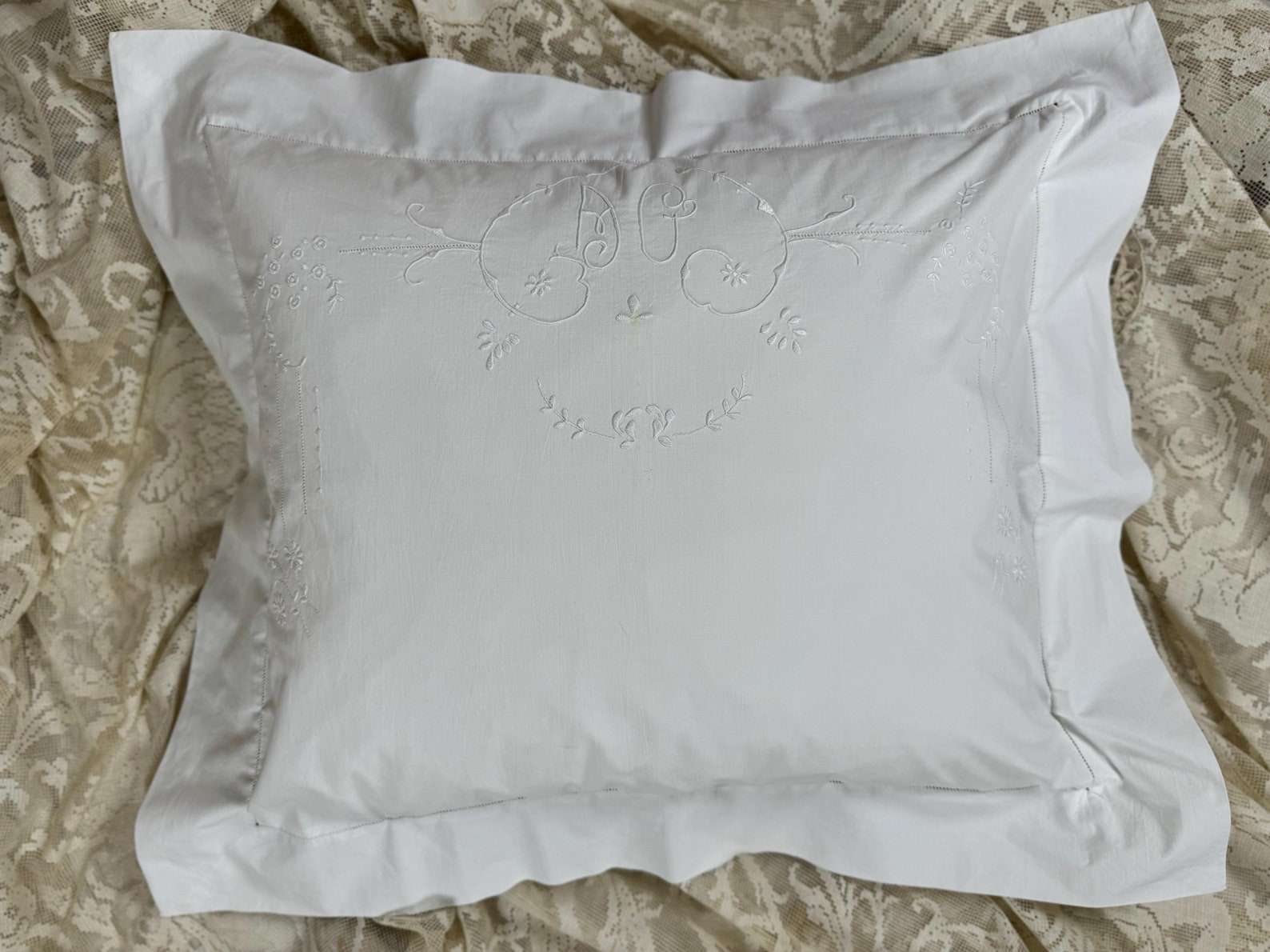 Amazing Early 1900s Italian Pillowcase, Handmade Embroidery, AG ...