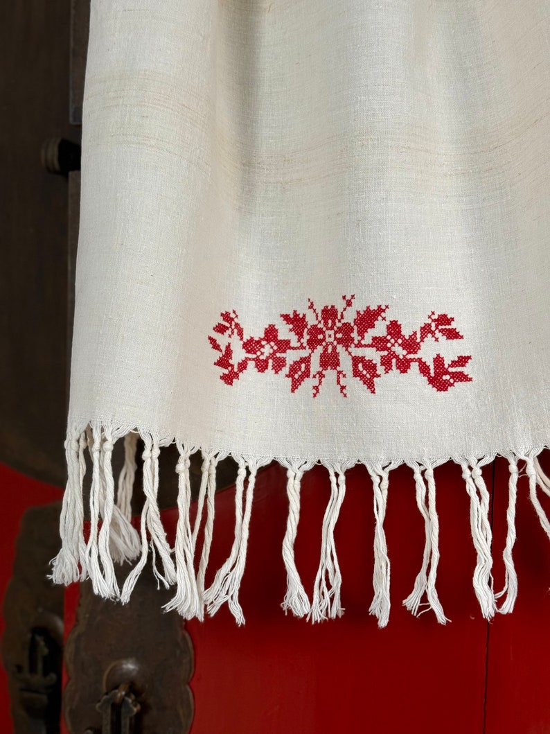 Circa 1900s Italian HANDWOVEN Towel, Handmade Red Cross Stitch ...