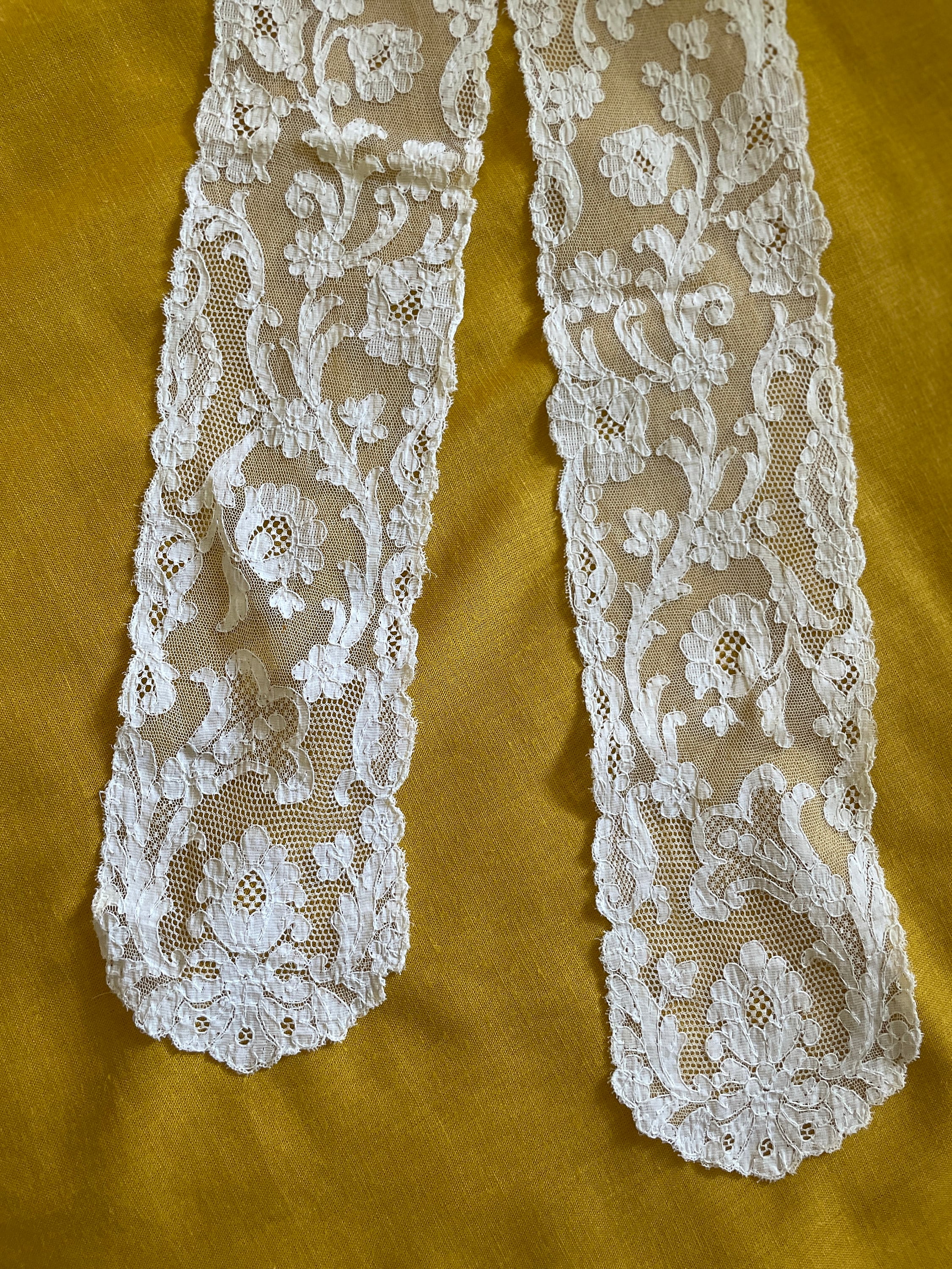 Antique 1800s Lace Lappets, White, Early Example of Machine Lace ...