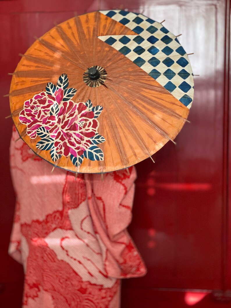 Antique Japanese Wagasa Parasol/umbrella Early 1900s Handmade Bamboo ...