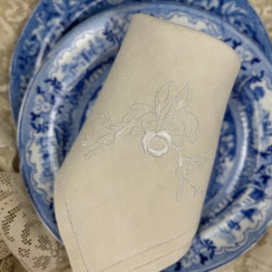 Four (4) Vintage Italian Table Napkins, Handmade Embroidery, Ecru Fine ...