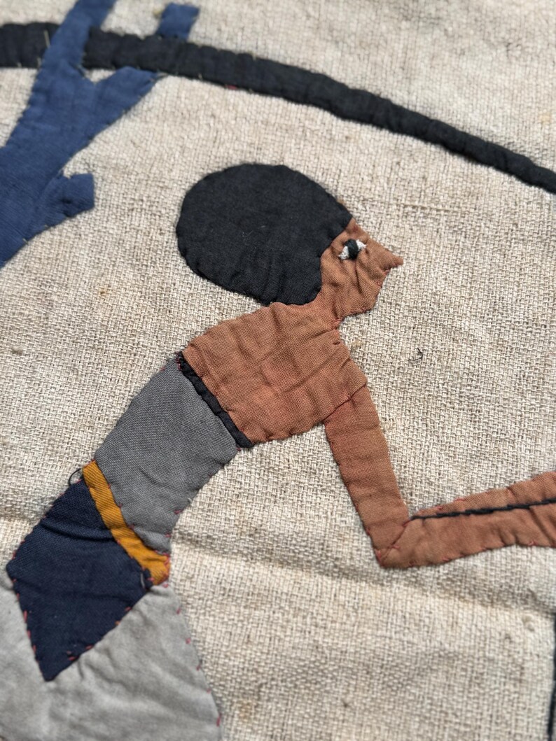 1920s Egyptian Appliqué Tapestry | Handmade Embroidery | 17.5"x17.5 ...