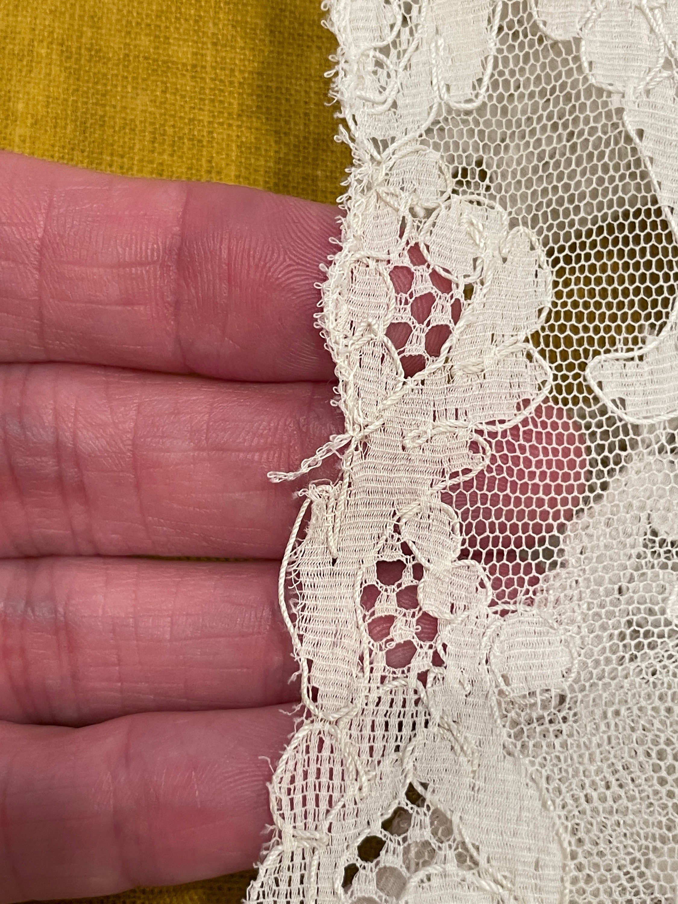 Antique 1800s Lace Lappets, White, Early Example of Machine Lace ...