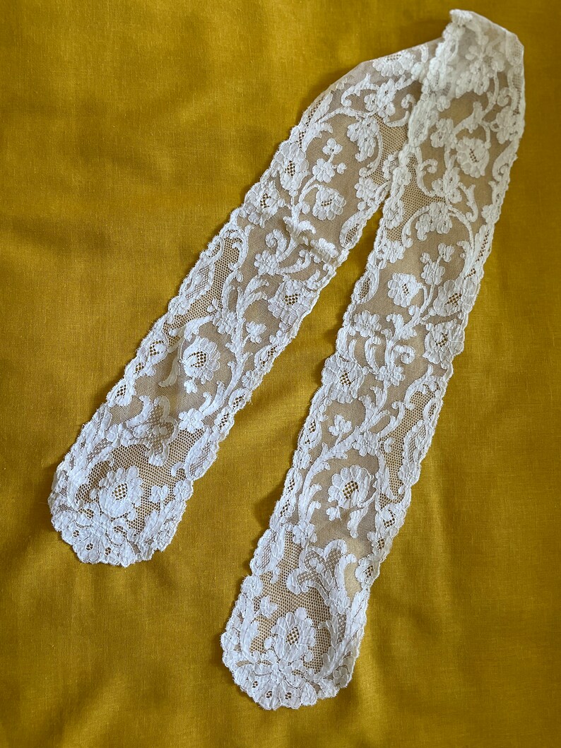 Antique 1800s Lace Lappets, White, Early Example of Machine Lace ...