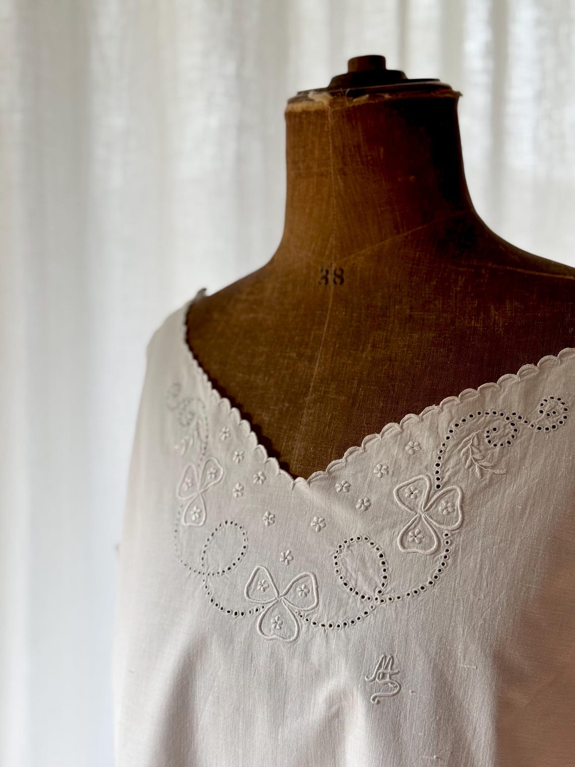 Antique Italian Nightdress | Handmade Embroidery | MS Monograms | White ...